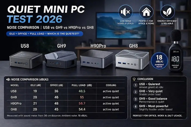 Mini PC Silent Test 2026 | Noise Comparison U58, GH8, GH9, H90Pro ...